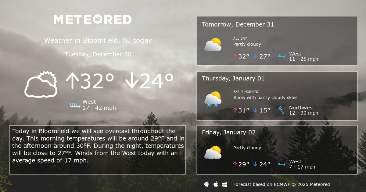 Bloomfield, NJ Weather 14 days - Meteored
