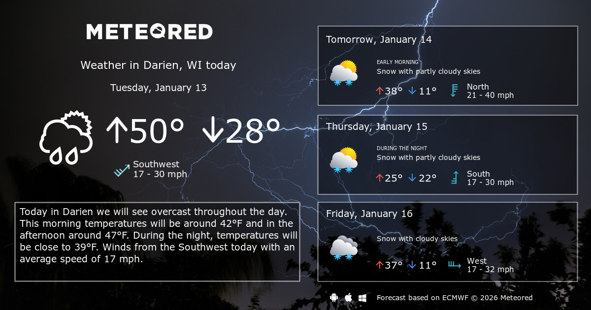 Darien, WI Weather 14 days - Meteored US
