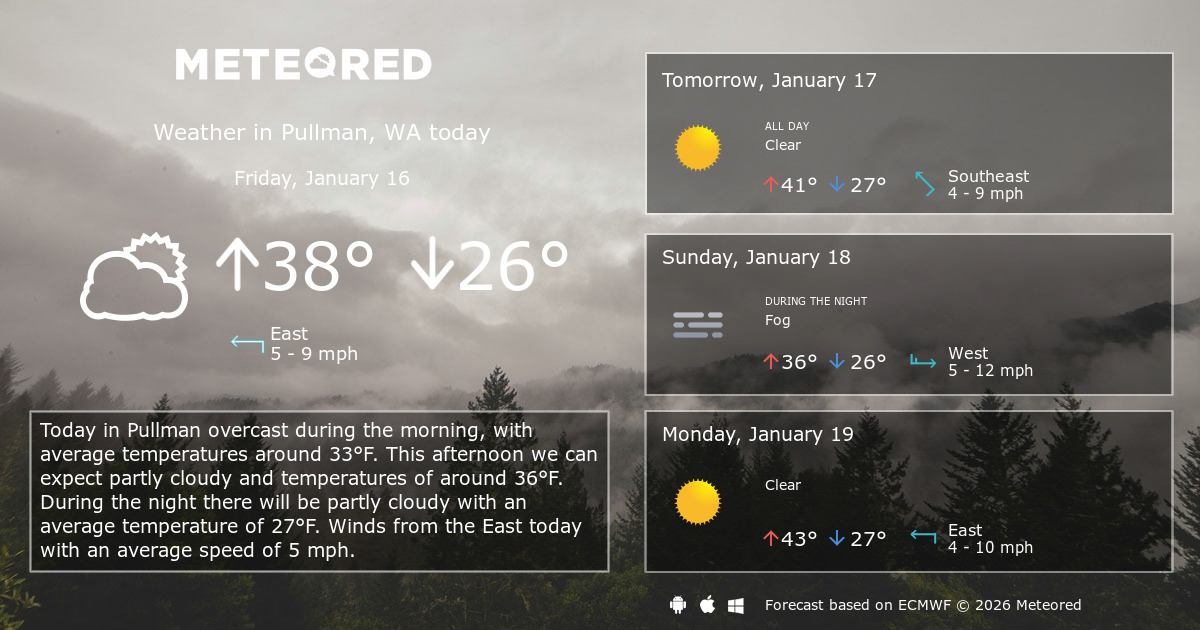 Pullman, WA Weather 14 days - Meteored US