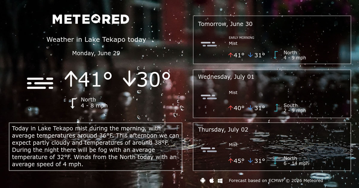 Lake Tekapo Weather 14 days - Meteored US