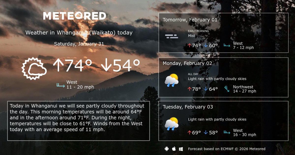 Whanganui (Waikato) Weather 14 days - Meteored US