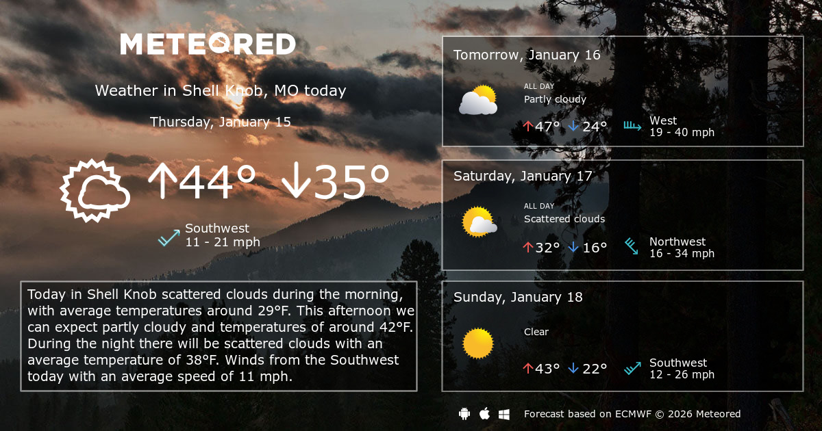 Shell Knob, MO Weather 14 days - Meteored