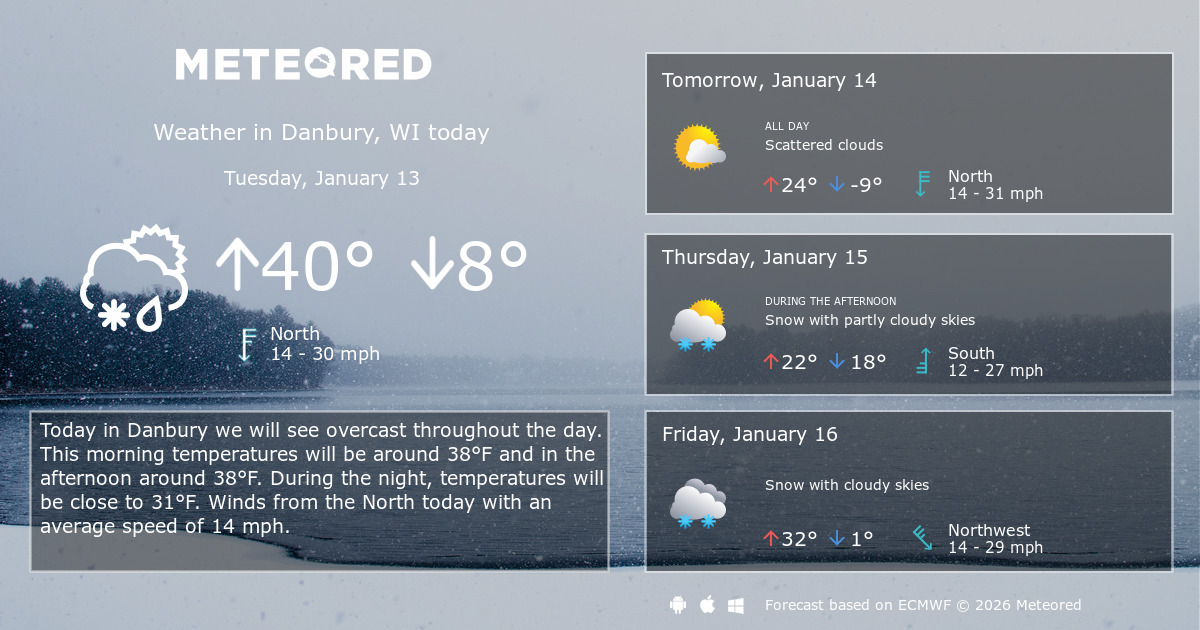 Danbury, WI Weather 14 days - Meteored