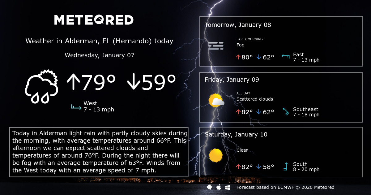 Alderman, FL (Hernando) Weather 14 days - Meteored
