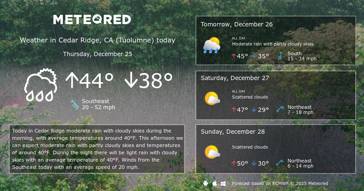 Cedar Ridge, CA (Tuolumne) Weather 14 days - Meteored